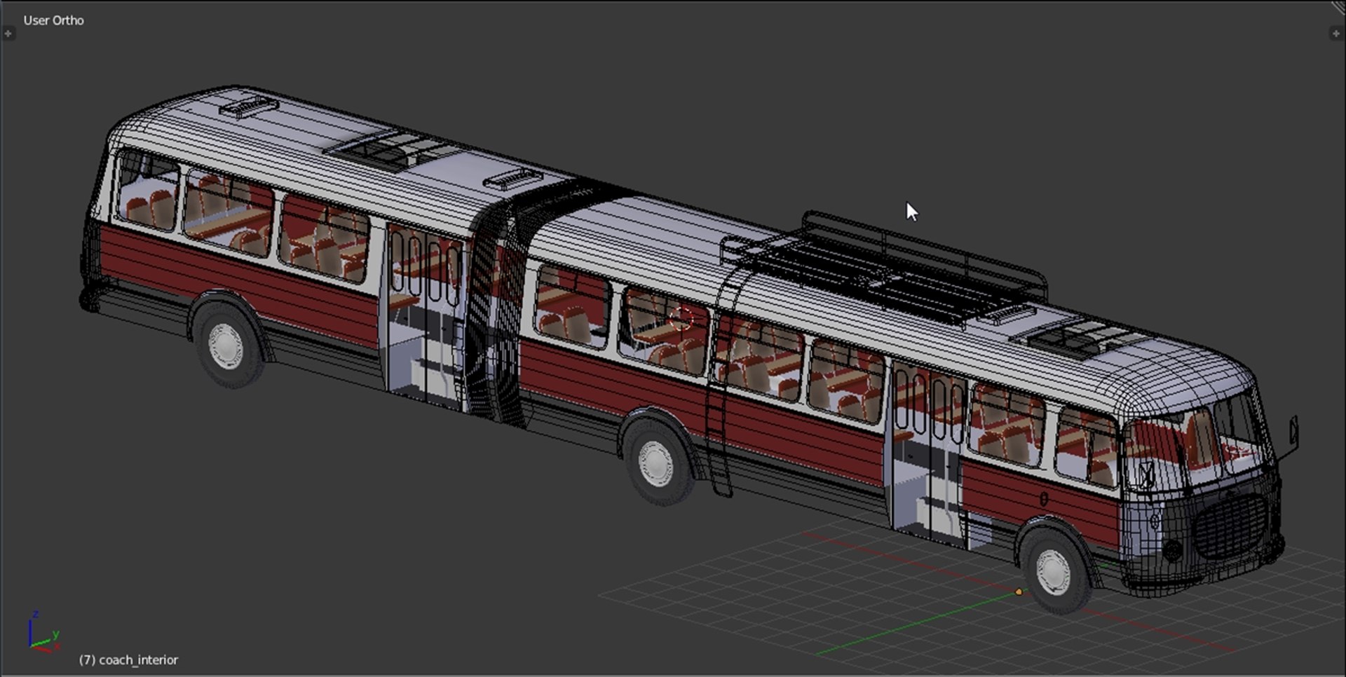 Historical Articulated Bus 3d Model