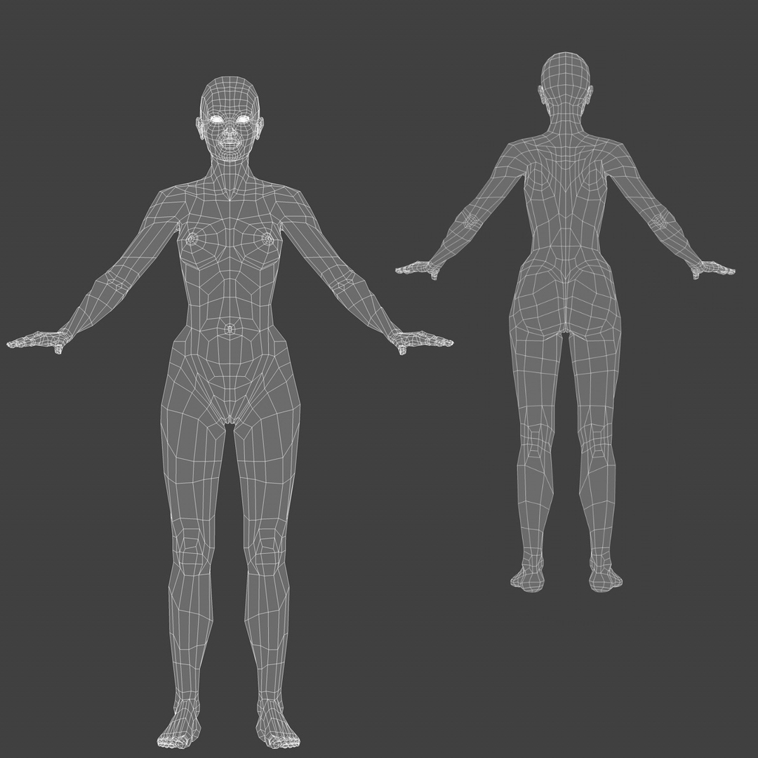 3d young woman animation rigged model
