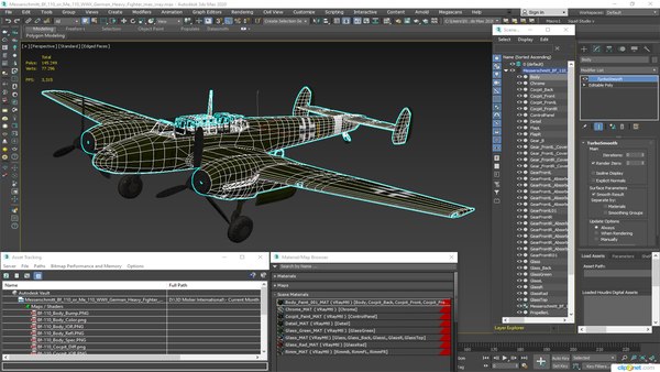 modelo 3d Messerschmitt Bf 110 o Me 110, caza pesado alemán de la ...