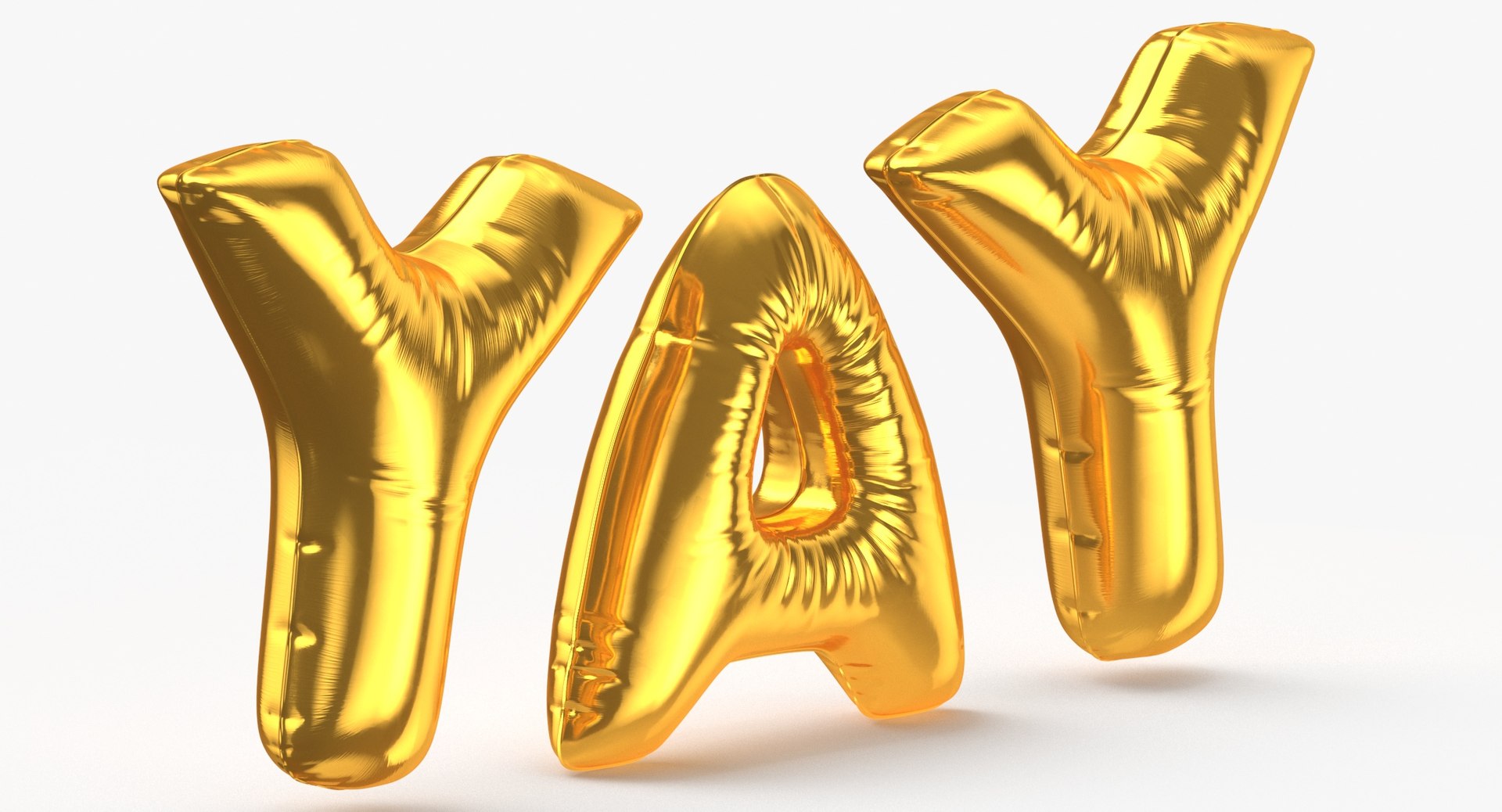 Foil Baloon Words Yay Gold model - TurboSquid 1746545
