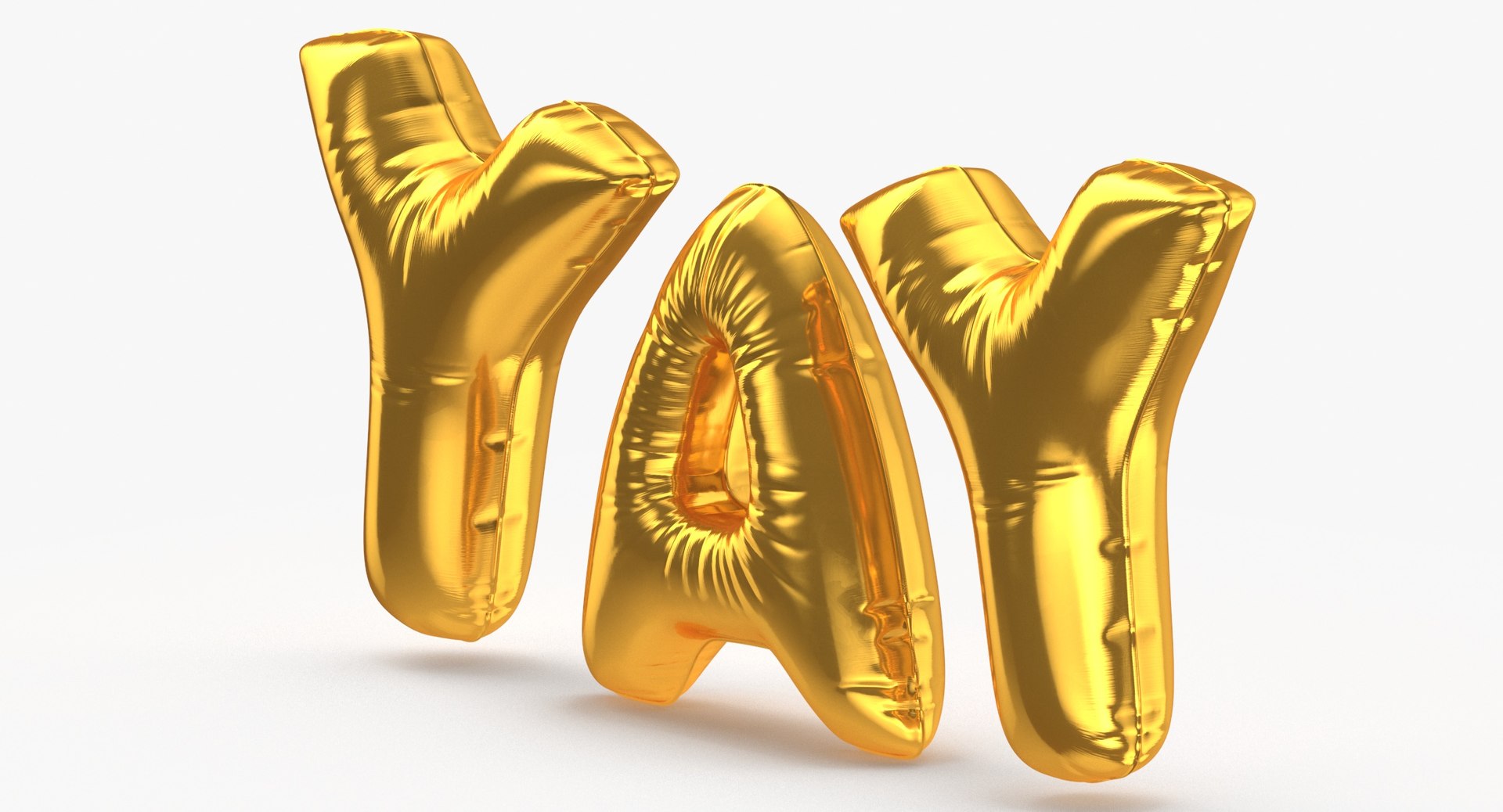Foil Baloon Words Yay Gold model - TurboSquid 1746545