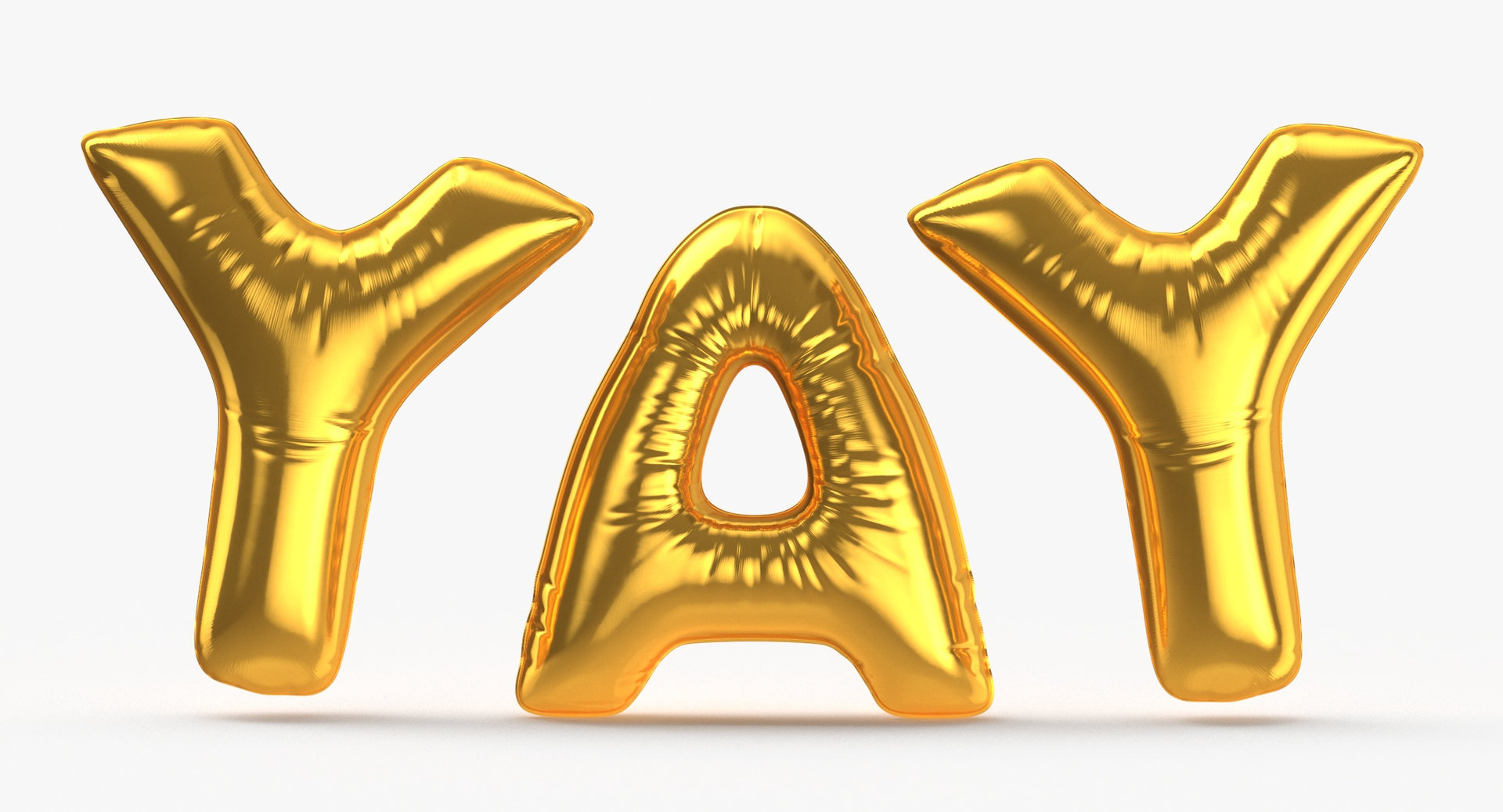 Foil Baloon Words Yay Gold model - TurboSquid 1746545
