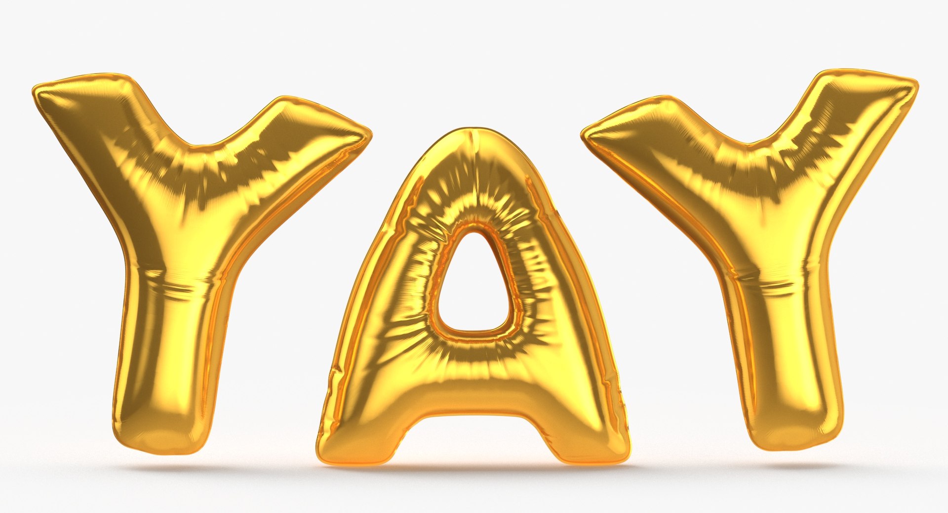 Foil Baloon Words Yay Gold model - TurboSquid 1746545