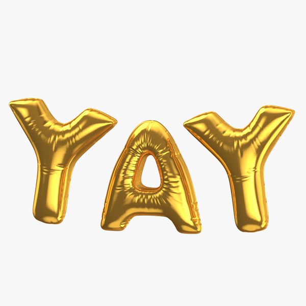 Foil Baloon Words Yay Gold model - TurboSquid 1746545