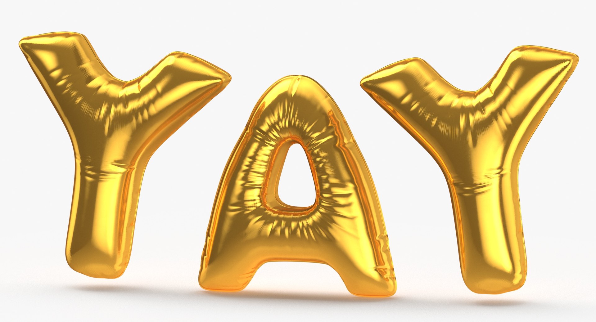 Foil Baloon Words Yay Gold model - TurboSquid 1746545