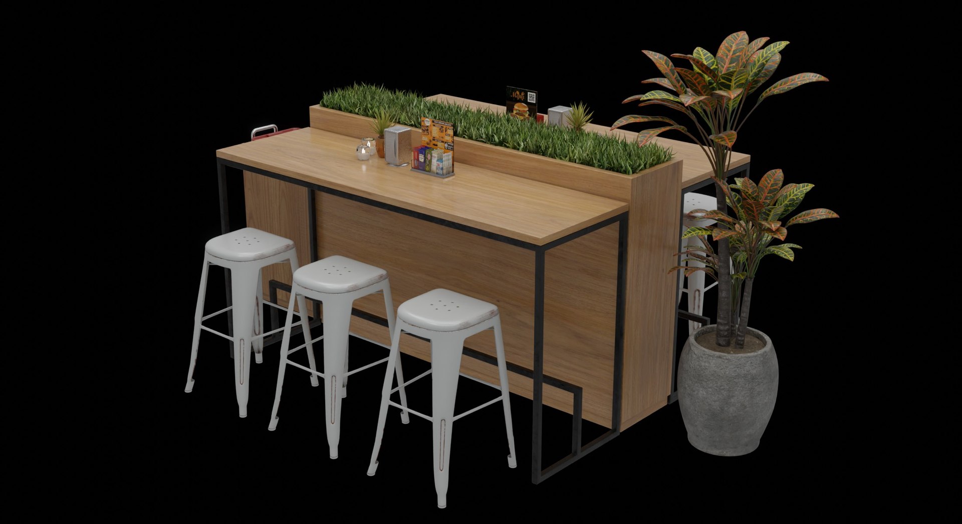 Food Court Table Model - TurboSquid 2223651