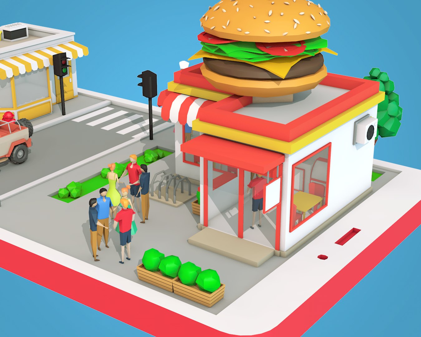 3D Building Burger Cafe Phone - TurboSquid 1228676