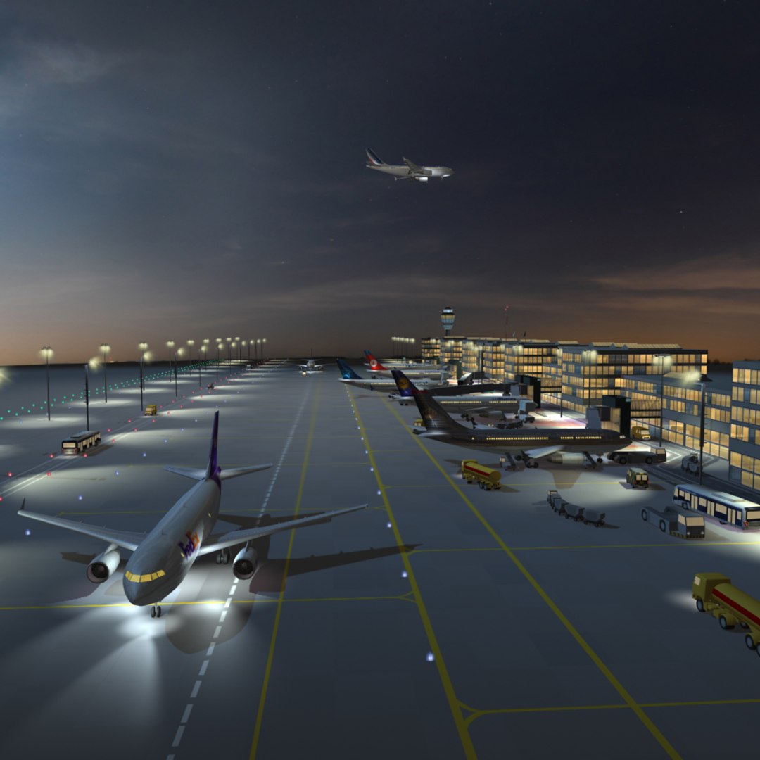 Airport Night Scene Air 3d Max