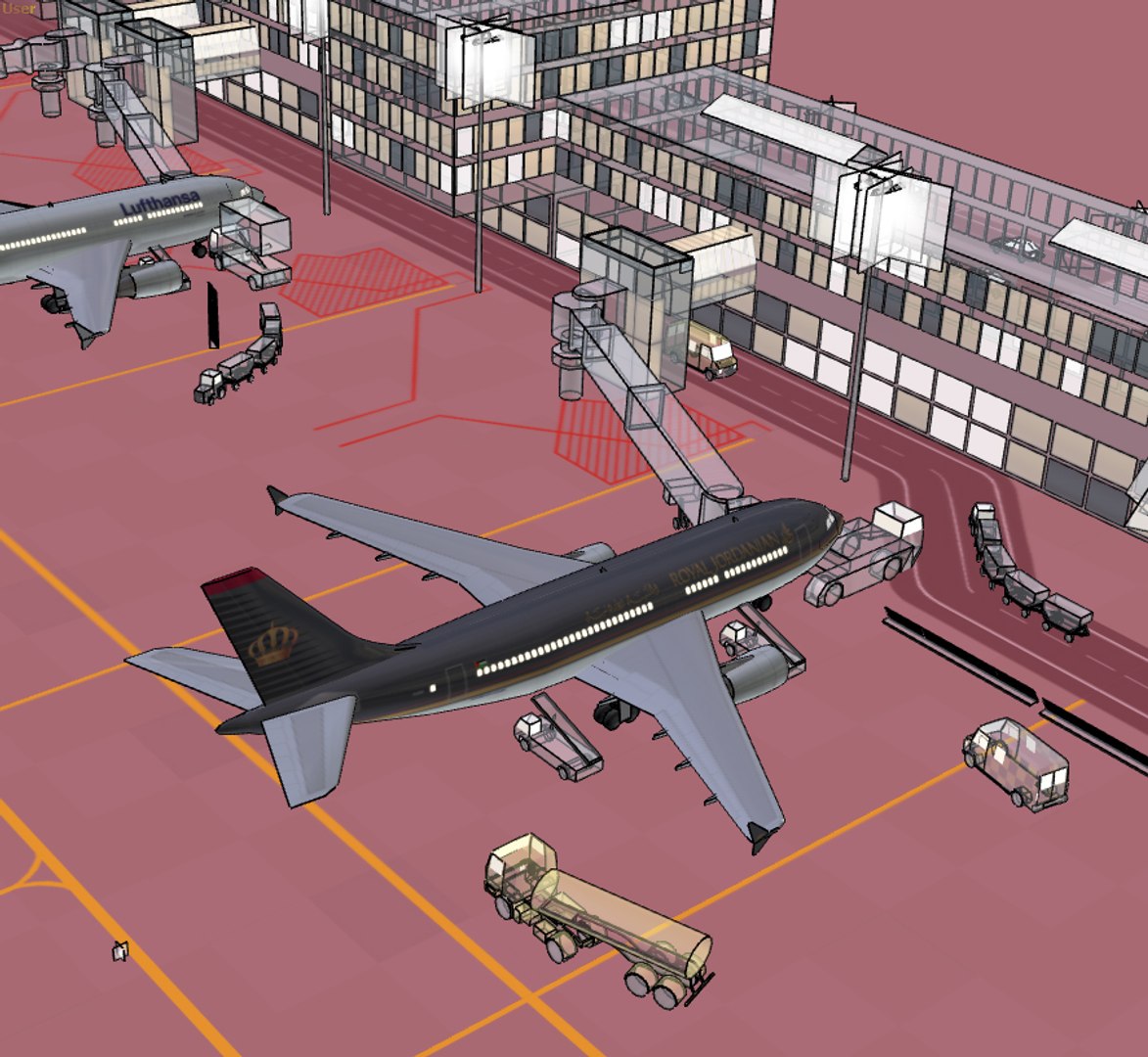 airport night scene air 3d max