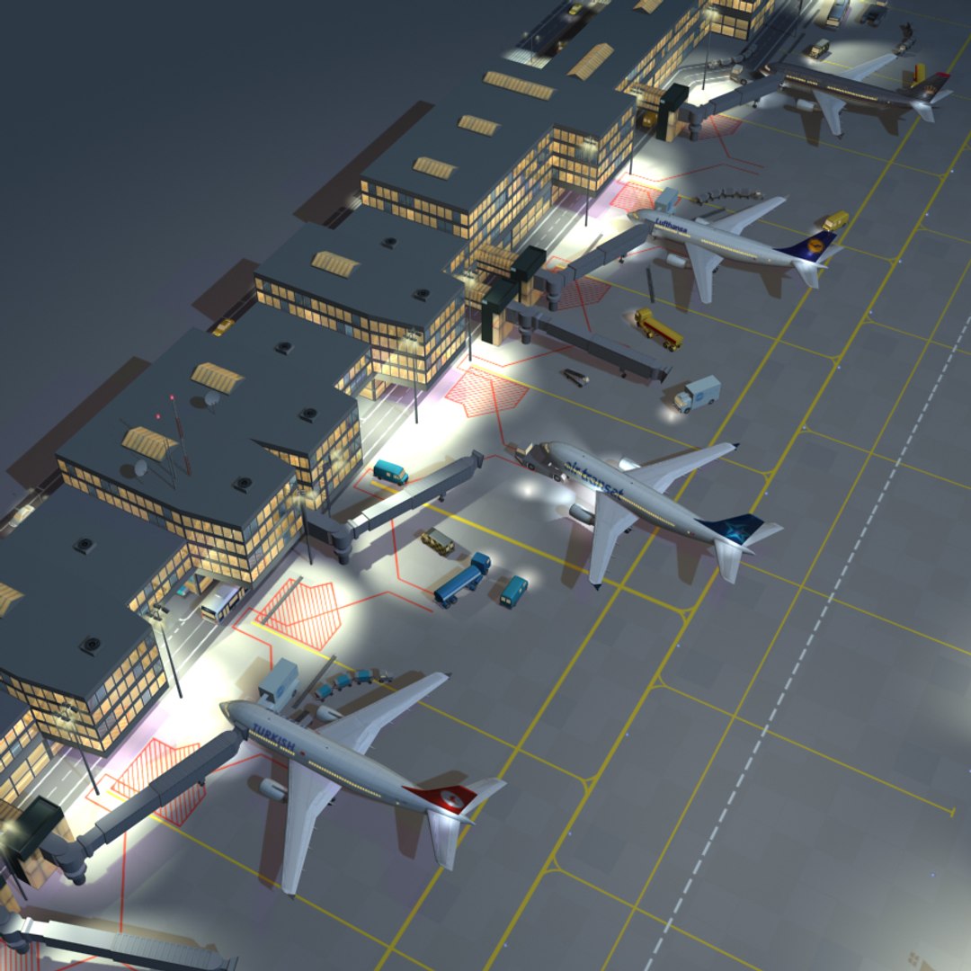 Airport Night Scene Air 3d Max