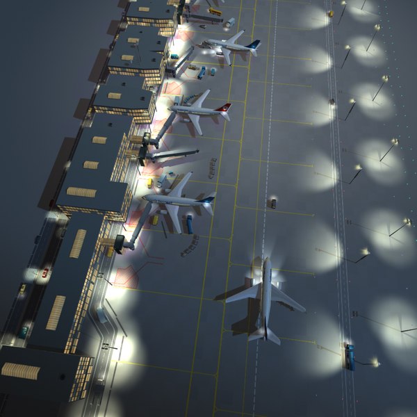 airport night scene air 3d max