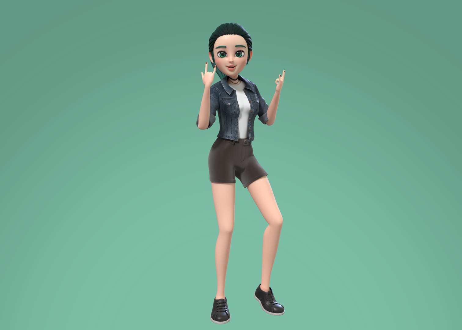 3D cartoon teenager girl rigged model - TurboSquid 1713329