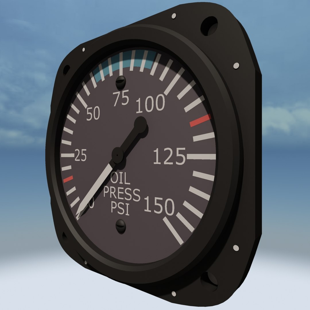 3d Model Oil Pressure Aircraft Instrument