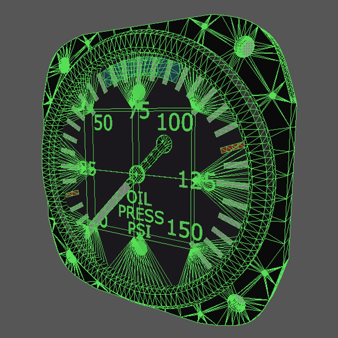 3d Model Oil Pressure Aircraft Instrument