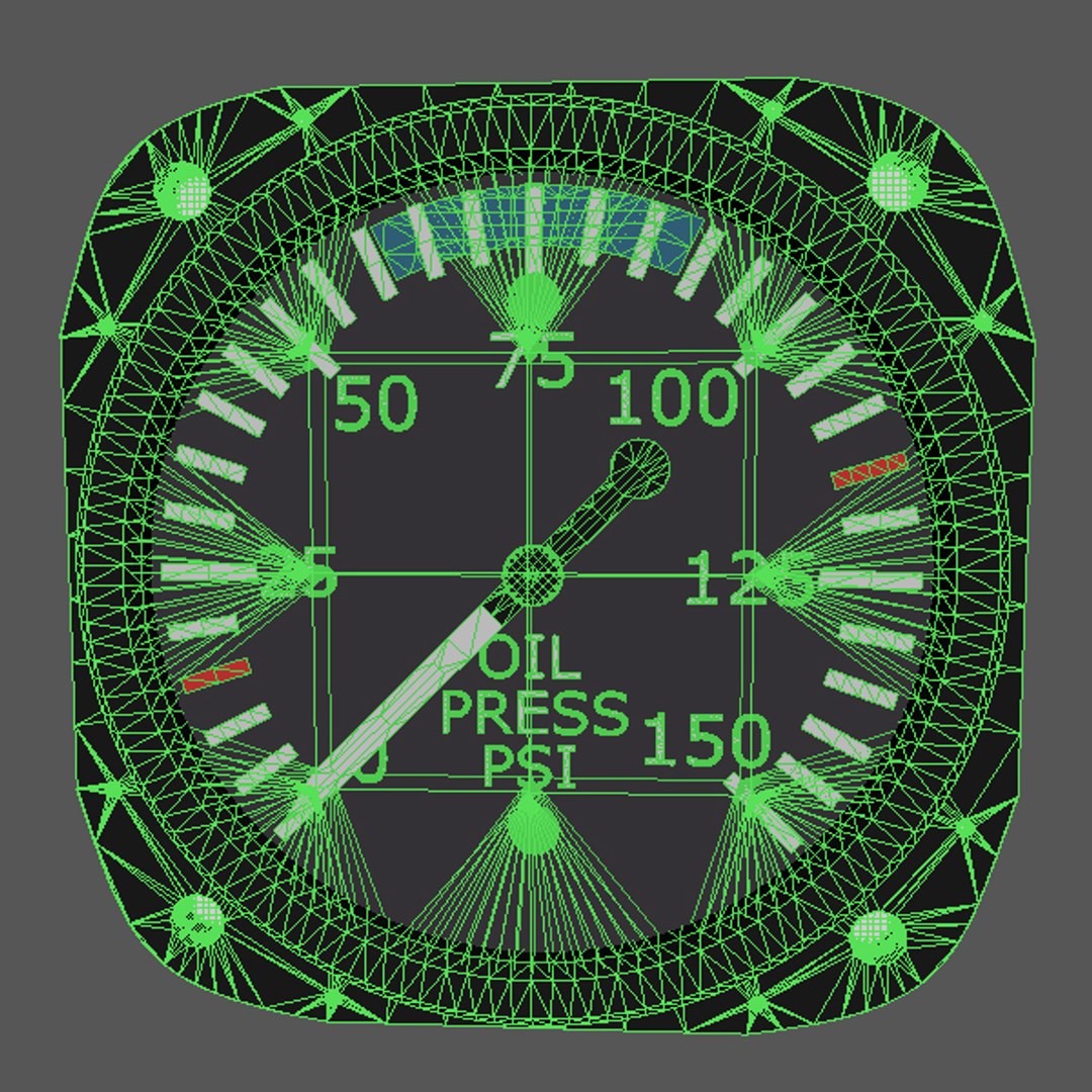 3d Model Oil Pressure Aircraft Instrument