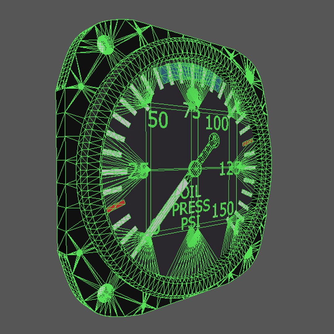 3d Model Oil Pressure Aircraft Instrument