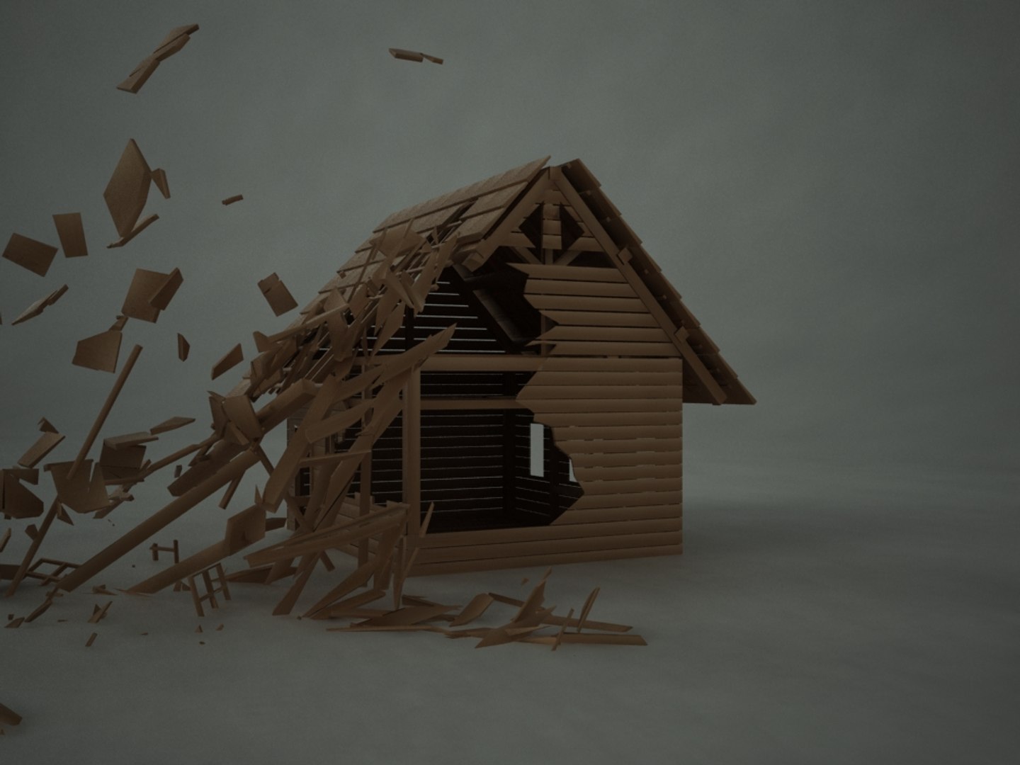 Exploding House Animation 3d Model
