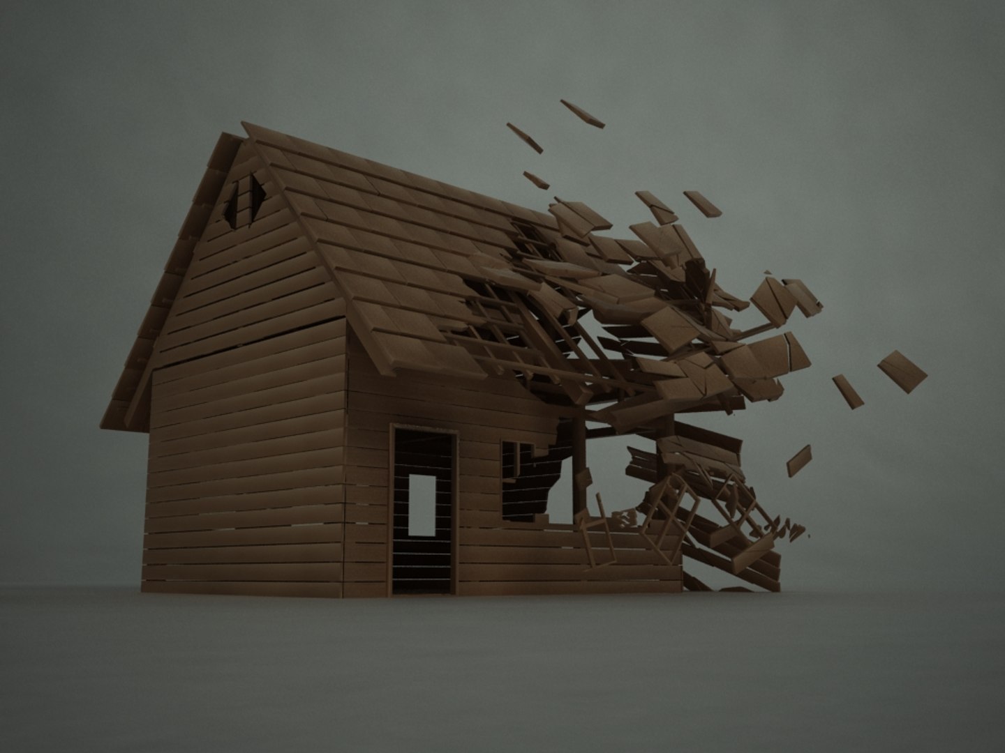 Exploding House Animation 3d Model