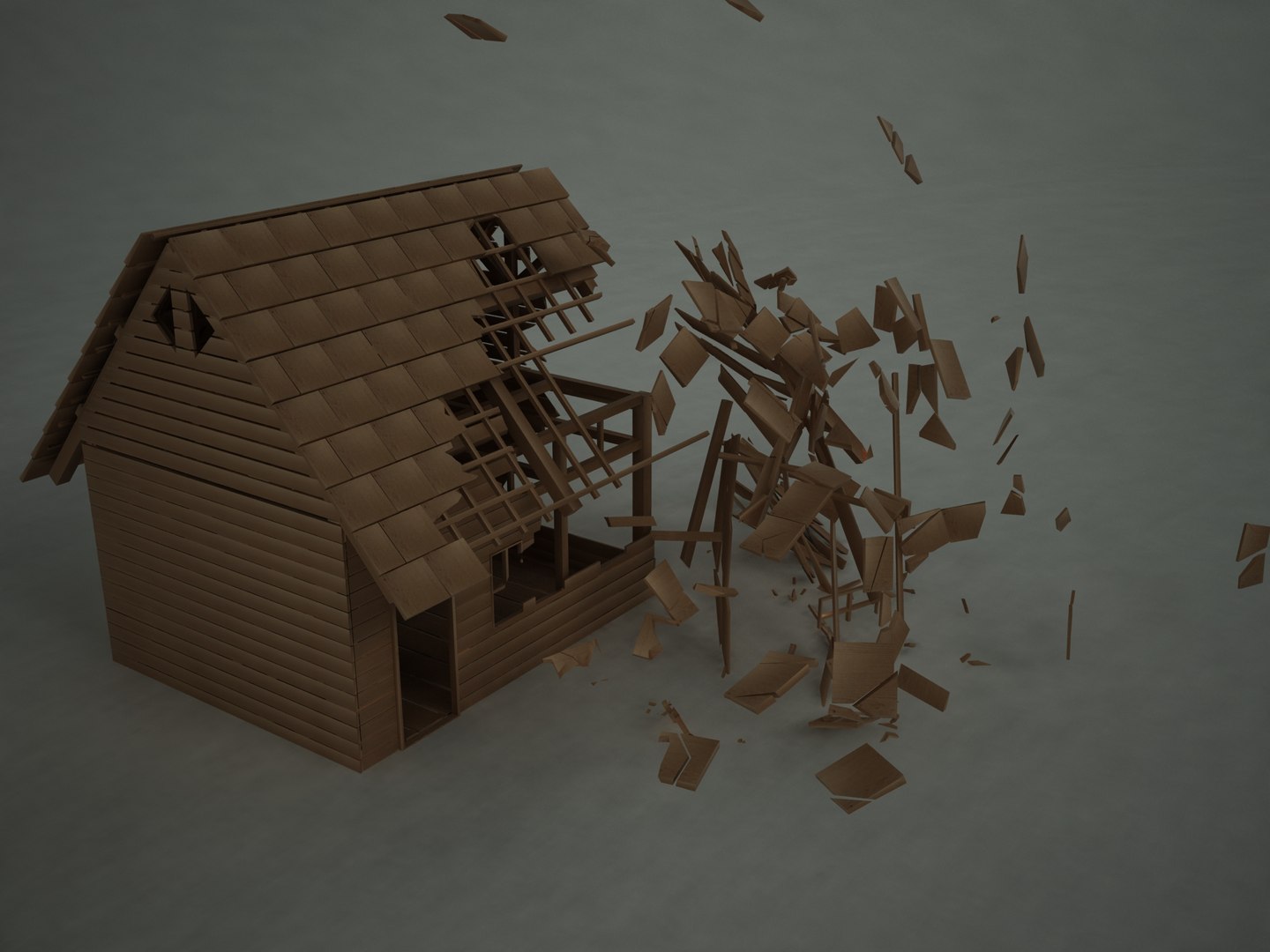 Exploding House Animation 3d Model