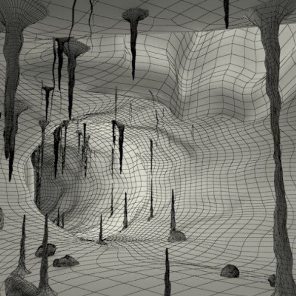 3d max cave rocks roots