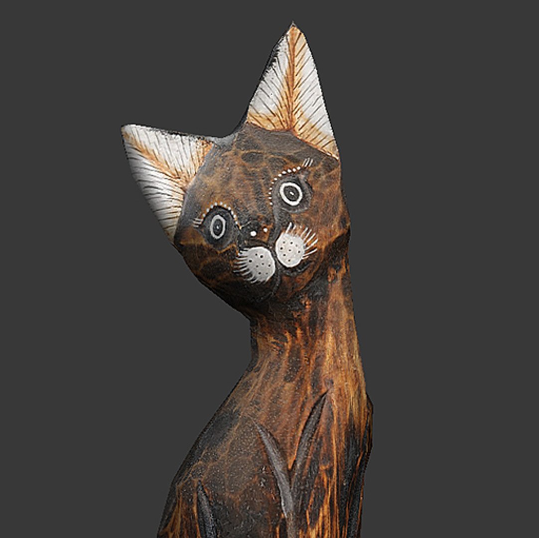 3ds max wooden cat statue