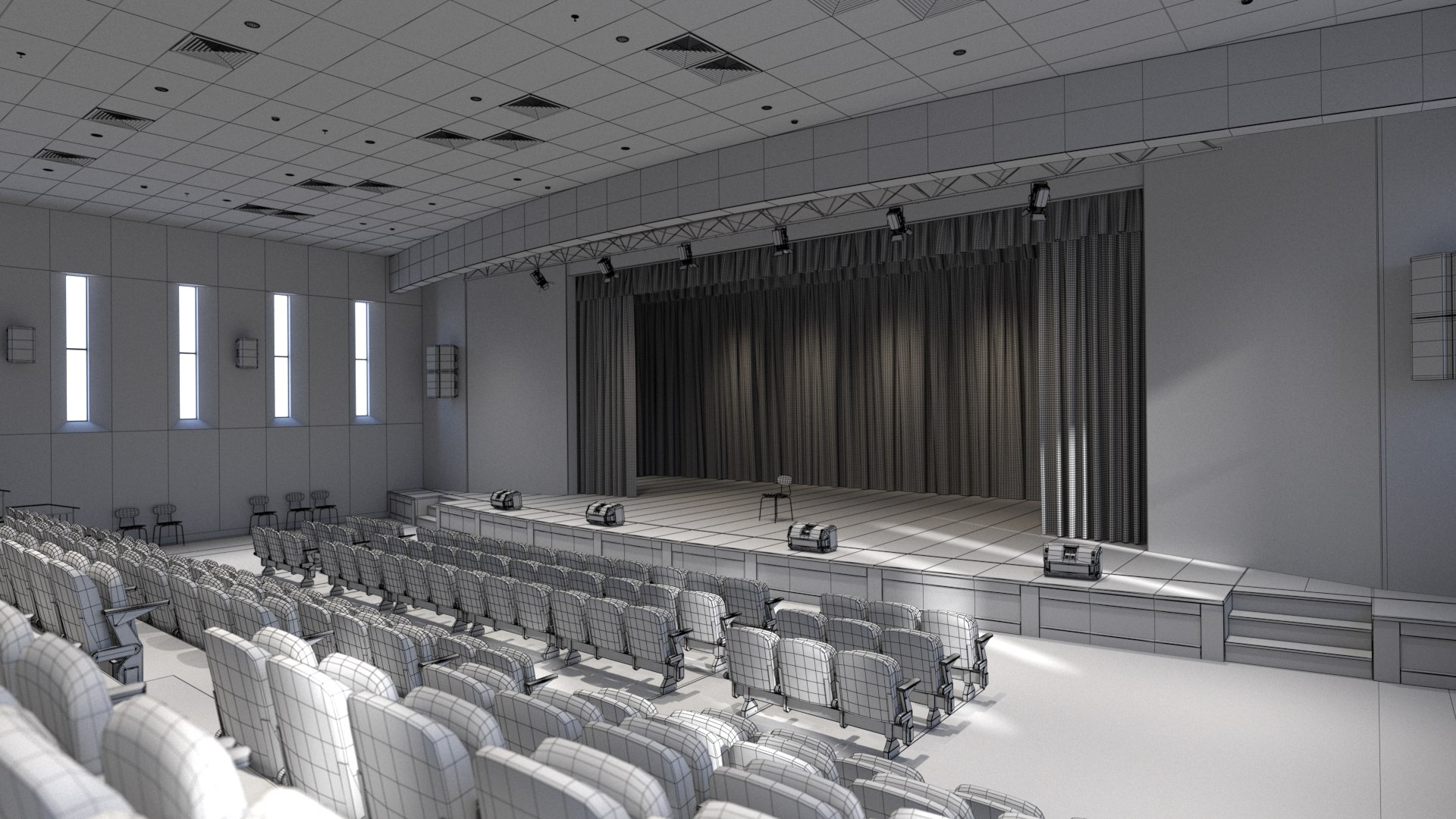 Assembly theatre hall interior 3D model - TurboSquid 1445710