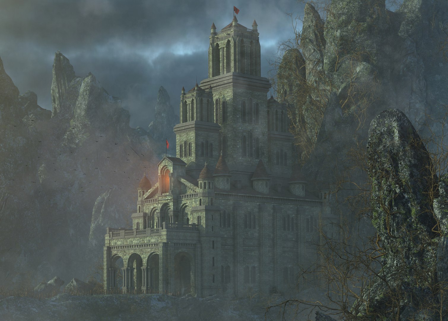 3D Fantasy Moon Castle - TurboSquid 2026527