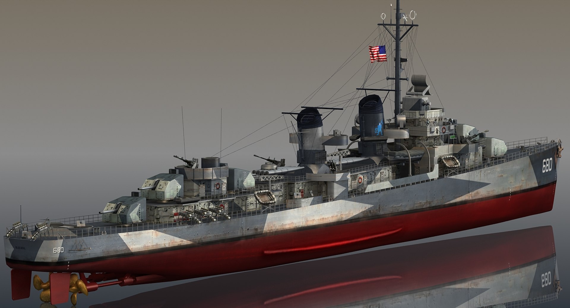 3D blue devil uss melvin - TurboSquid 1222954