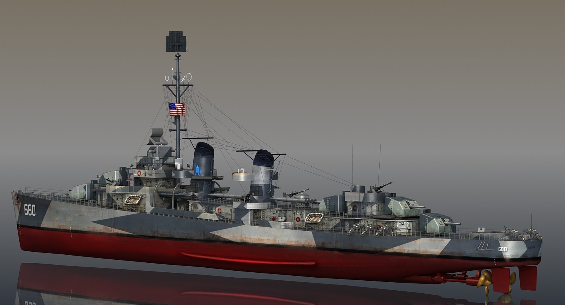3D blue devil uss melvin - TurboSquid 1222954
