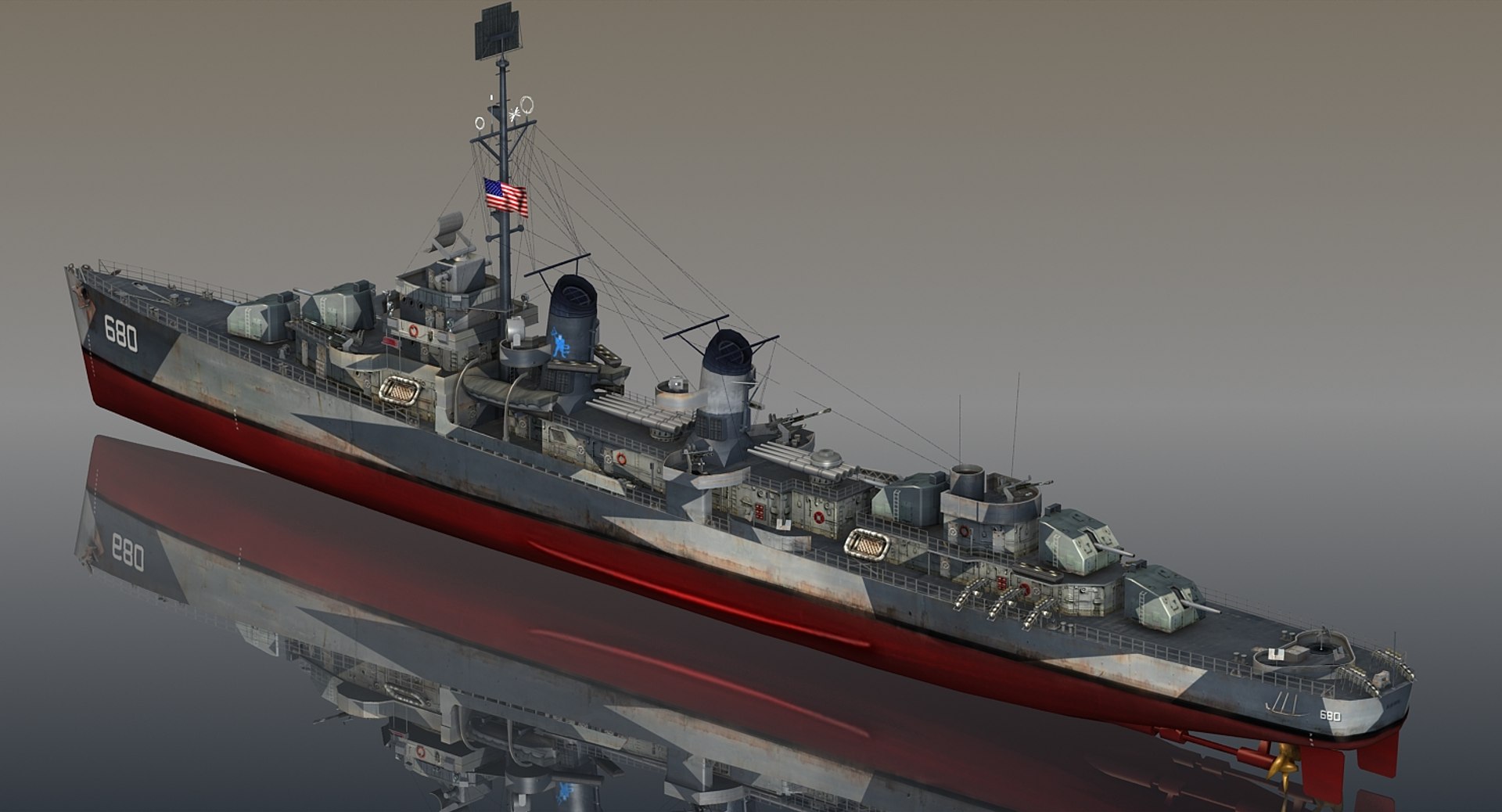 3D blue devil uss melvin - TurboSquid 1222954