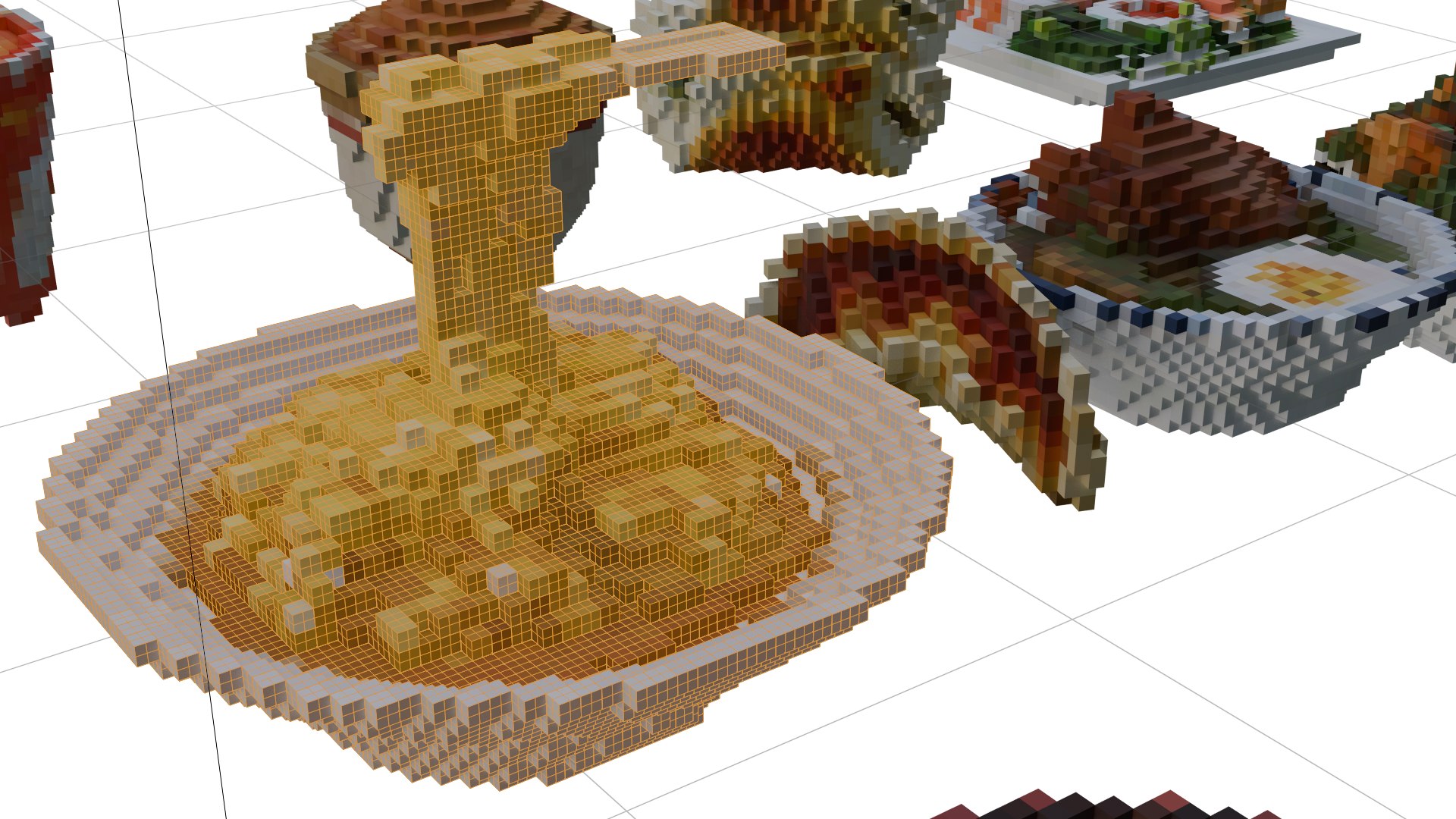 3D Model Tiny Asian Food 3D Model Collection Retro Pixel Style ...