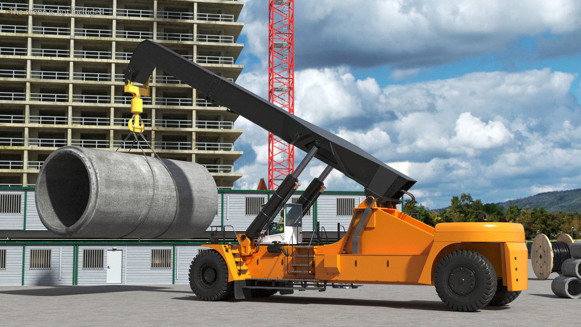 Worker On A Reachstacker Loading Concrete Pipes 3D Model - TurboSquid ...
