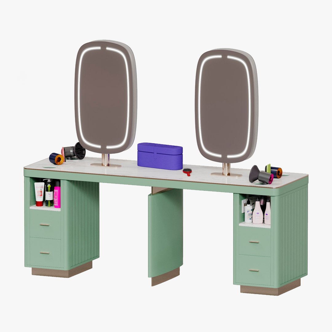 3D model Mirror station barber table Yoocell OC7079 - TurboSquid 1984624