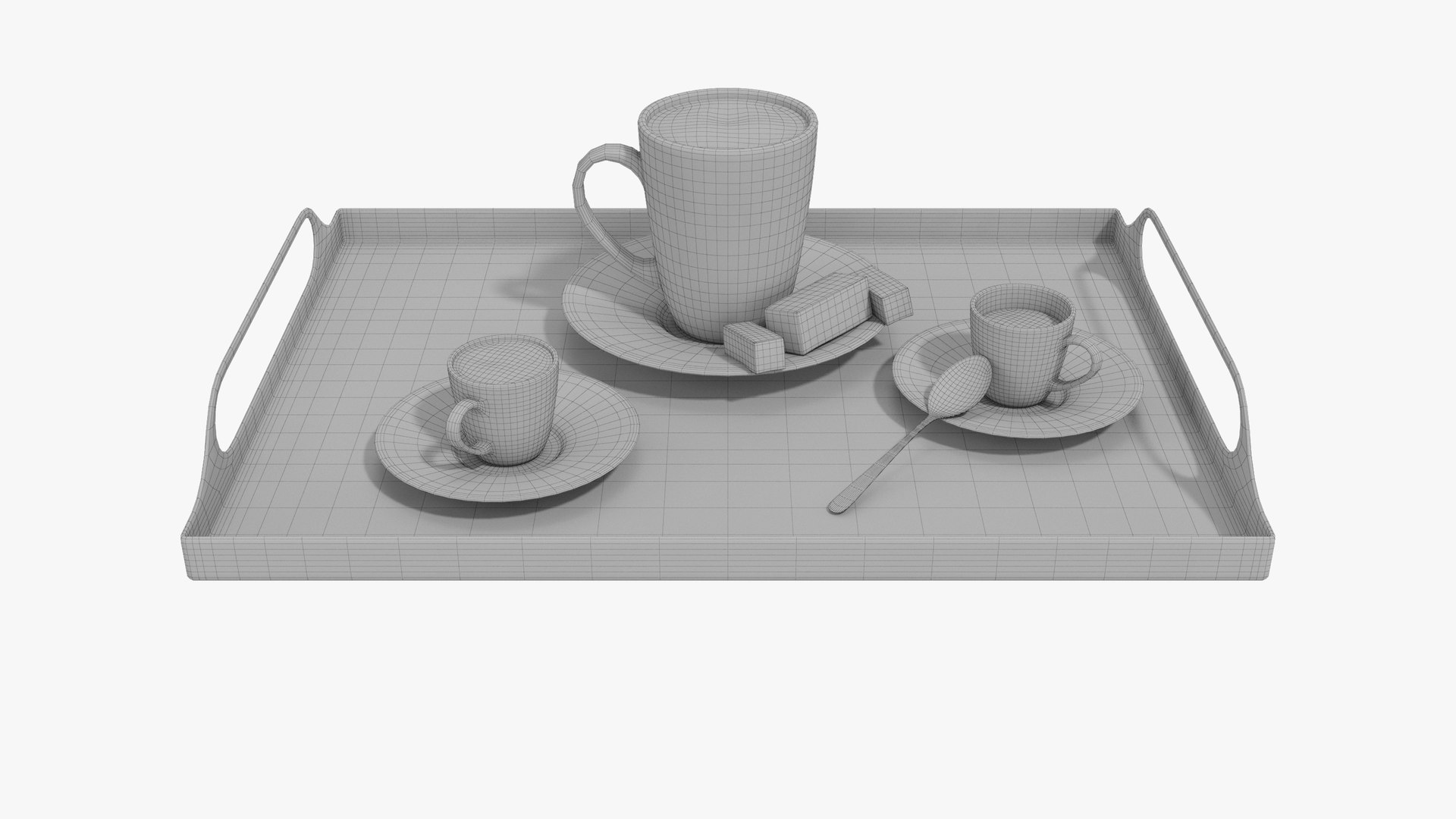 3D Coffee Cups on Tray model - TurboSquid 1730892