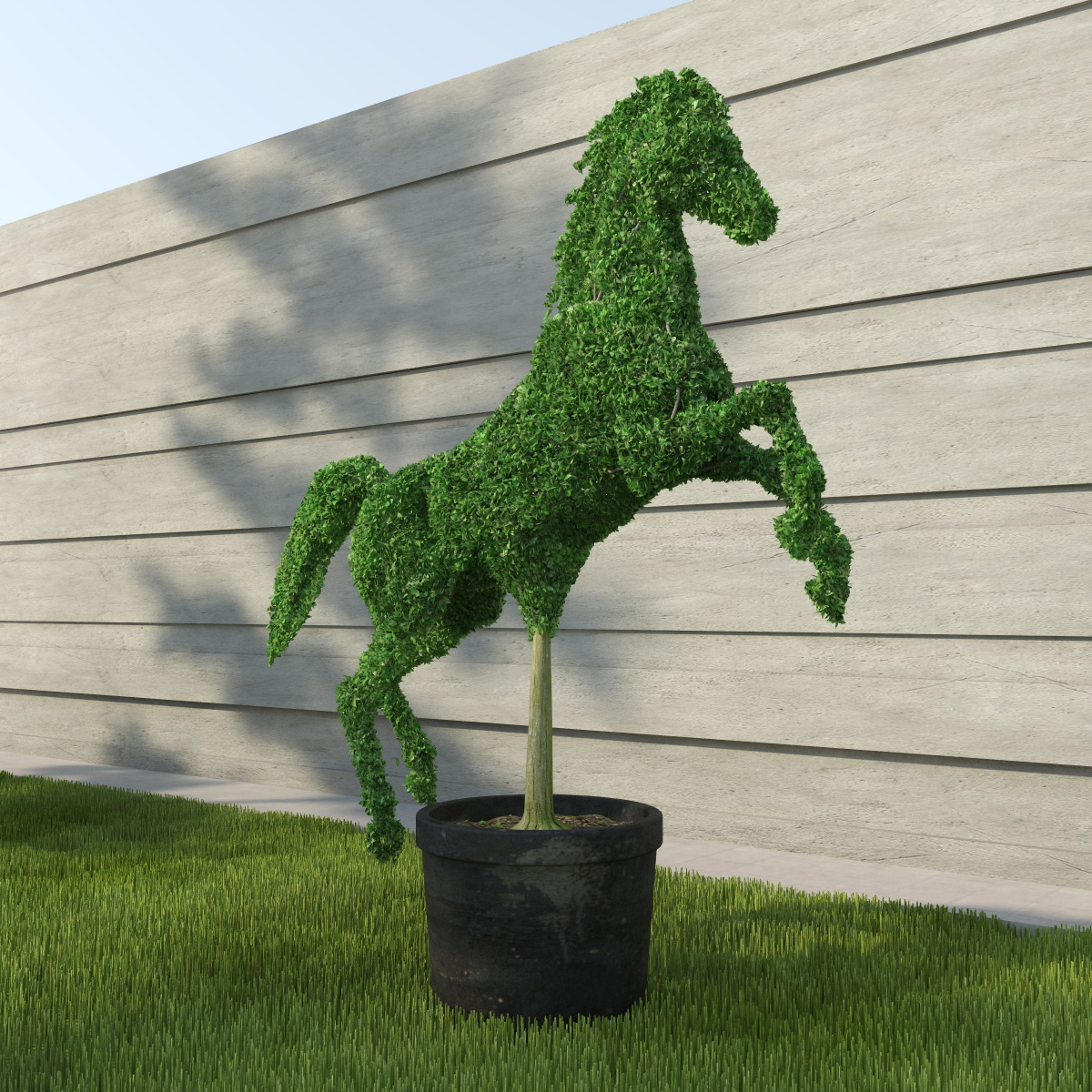 horse topiary sculpture 3d model