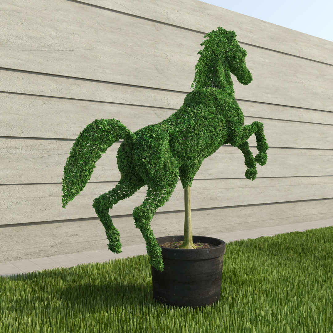 horse topiary sculpture 3d model
