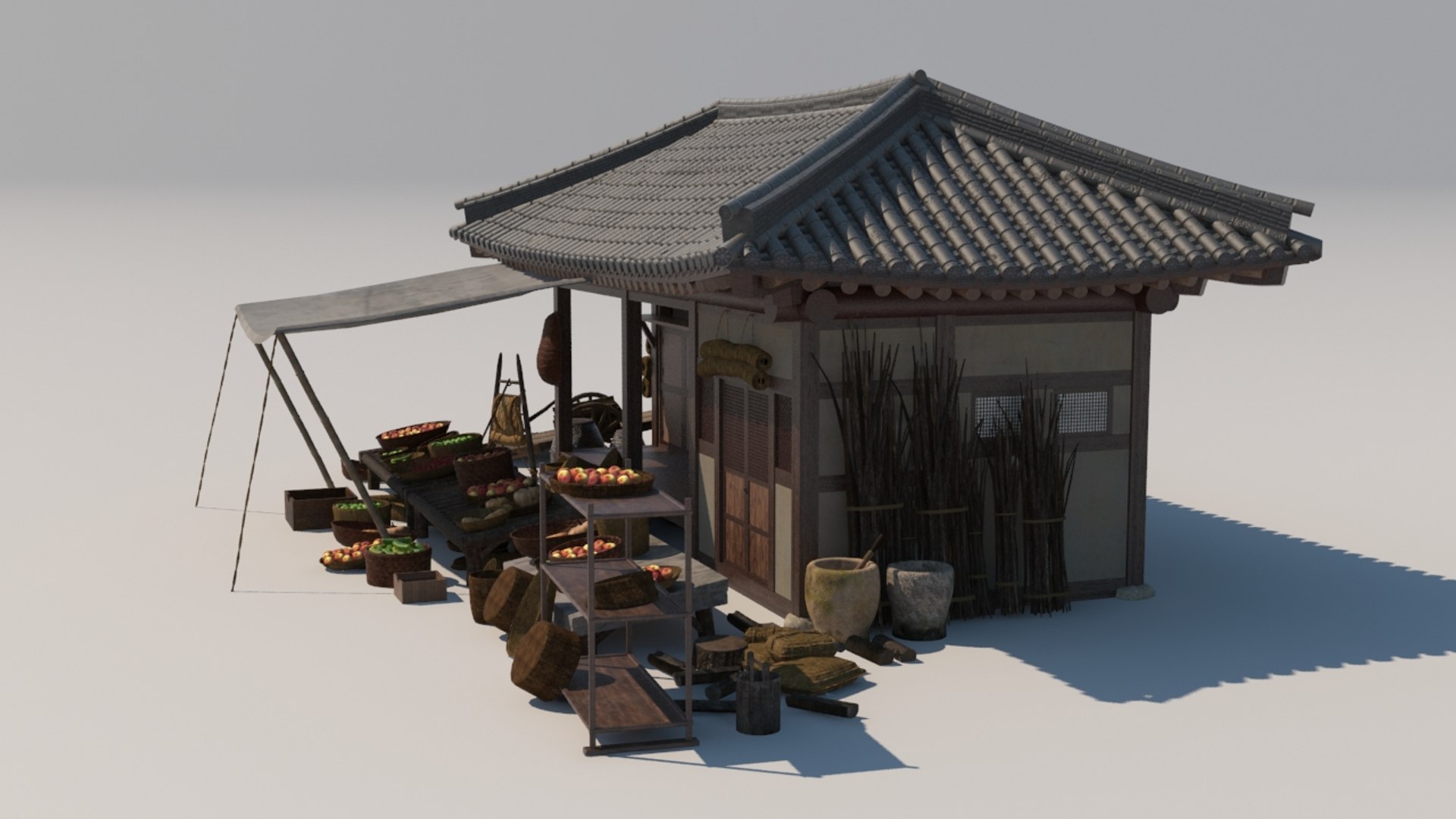 3D Model Asian Classic Fruits Store - TurboSquid 1238029