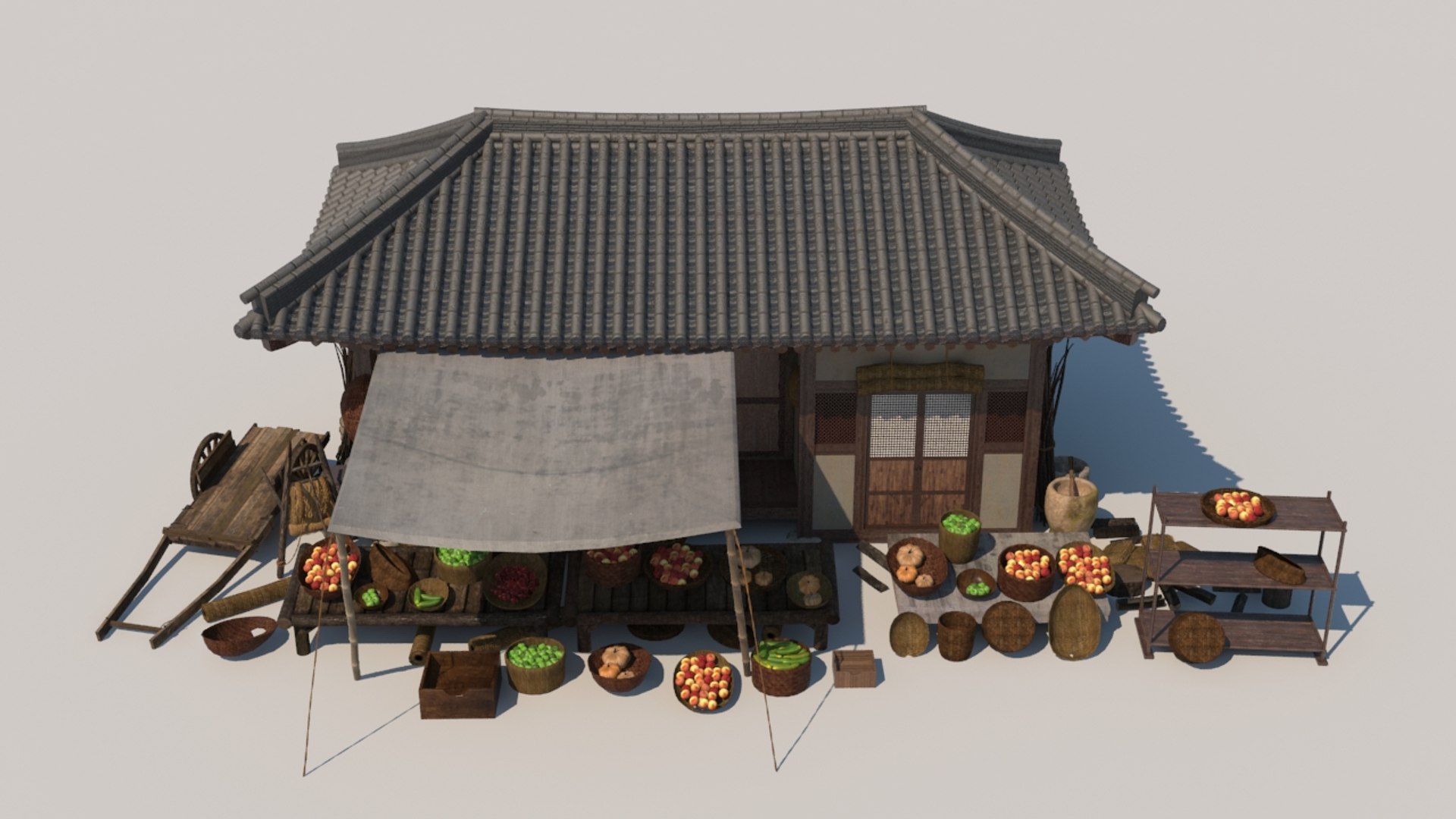 3D Model Asian Classic Fruits Store - TurboSquid 1238029