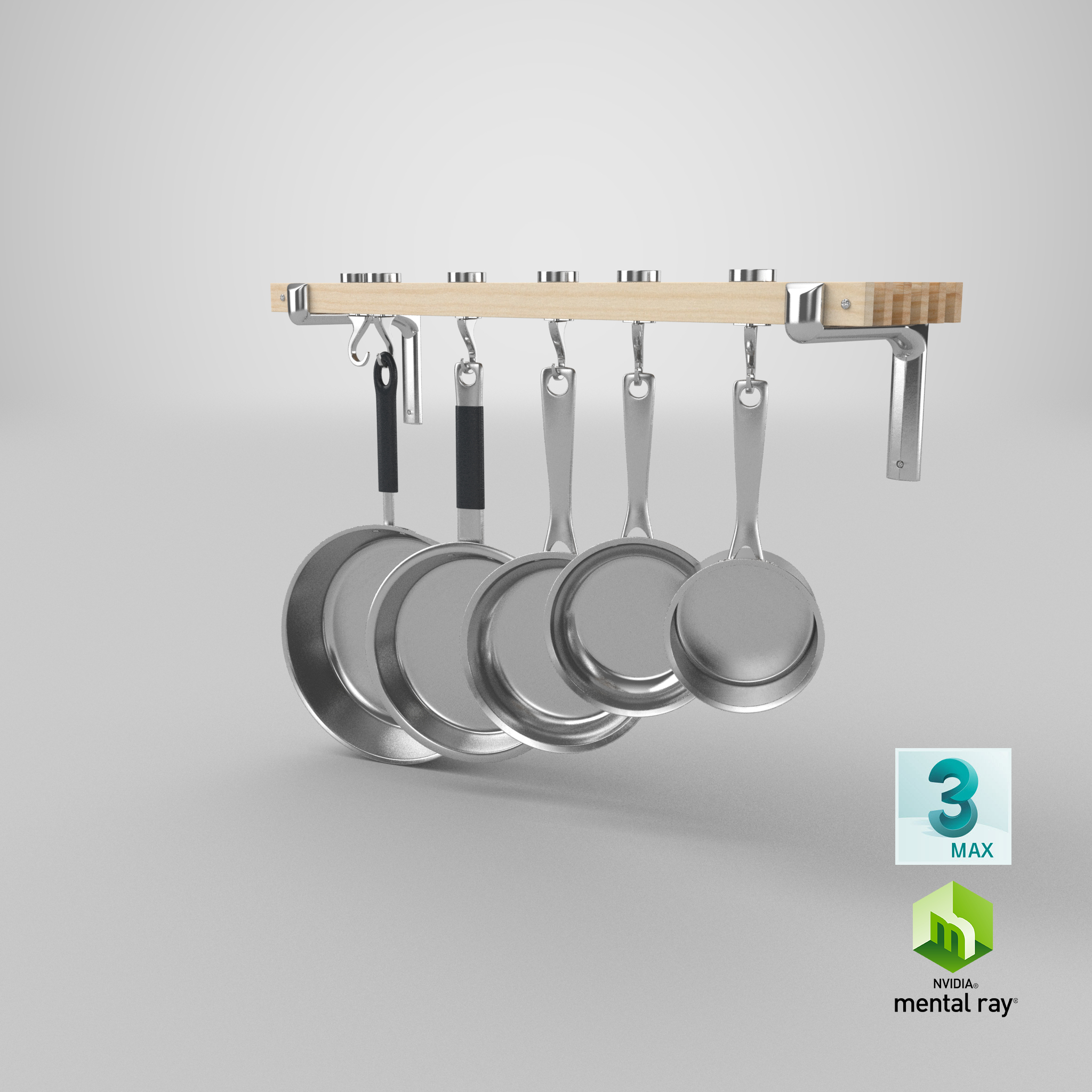 Kitchen-pan-rack-03---with-pans 3D - TurboSquid 1319631