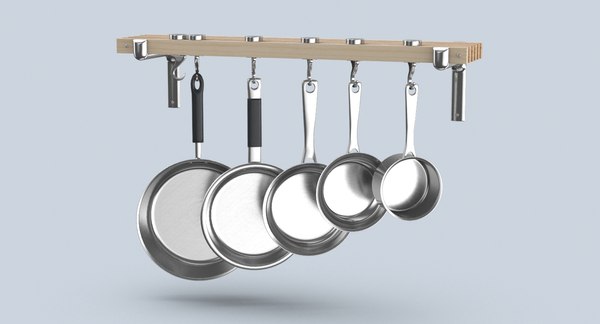 Kitchen-pan-rack-03---with-pans 3D - TurboSquid 1319631