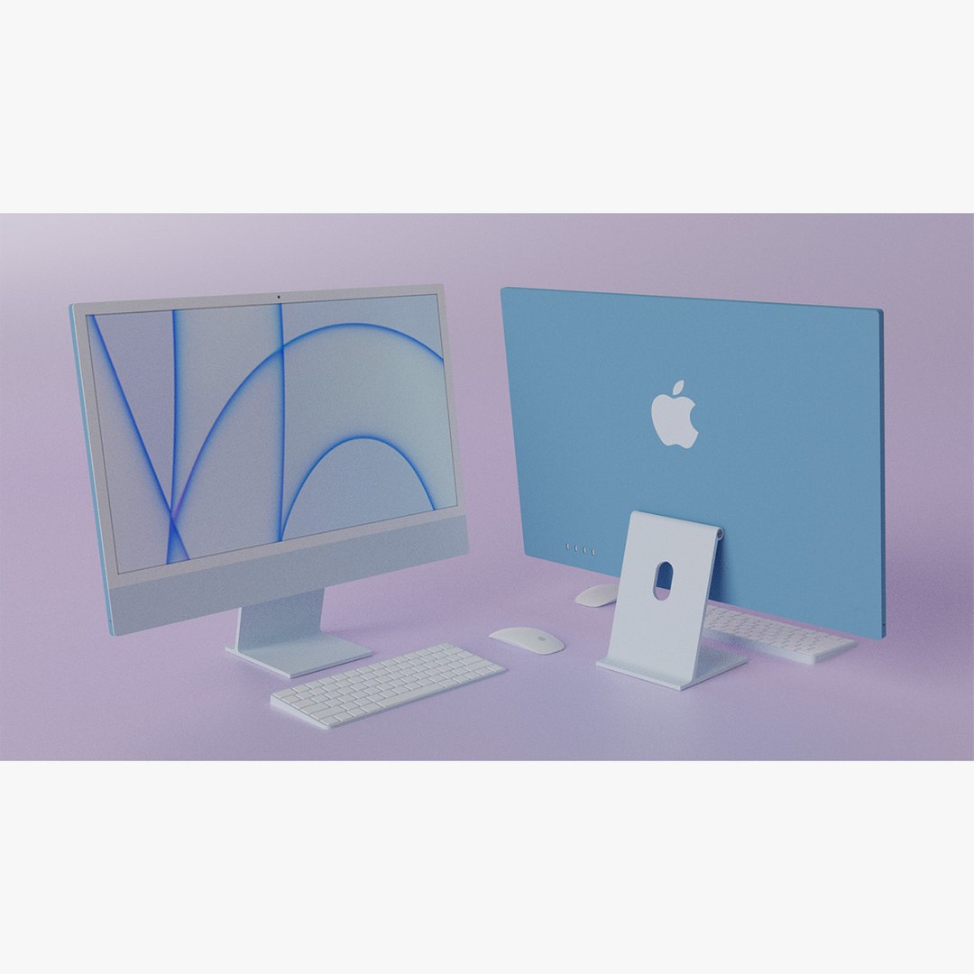 3D iMac 24-inch 2021 Blue model - TurboSquid 1937945