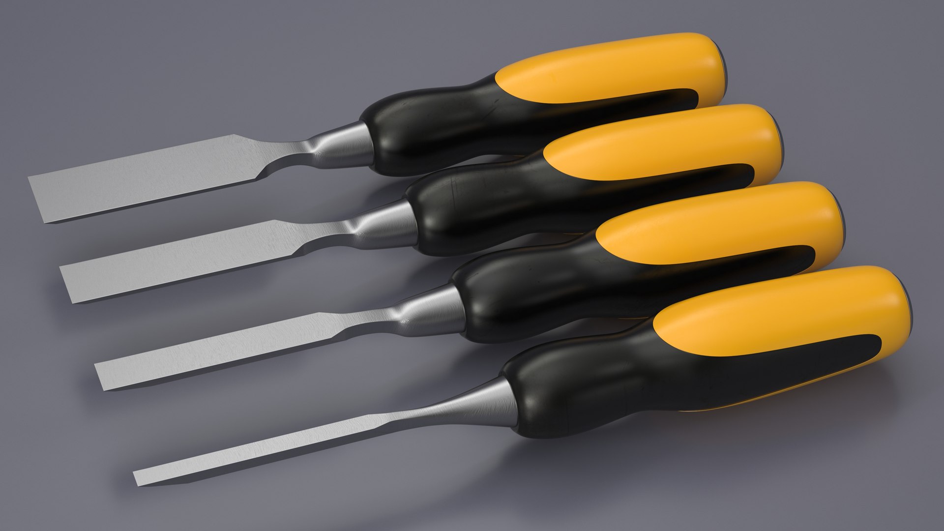 3D Wood Chisel Set 4 Piece - TurboSquid 2059424