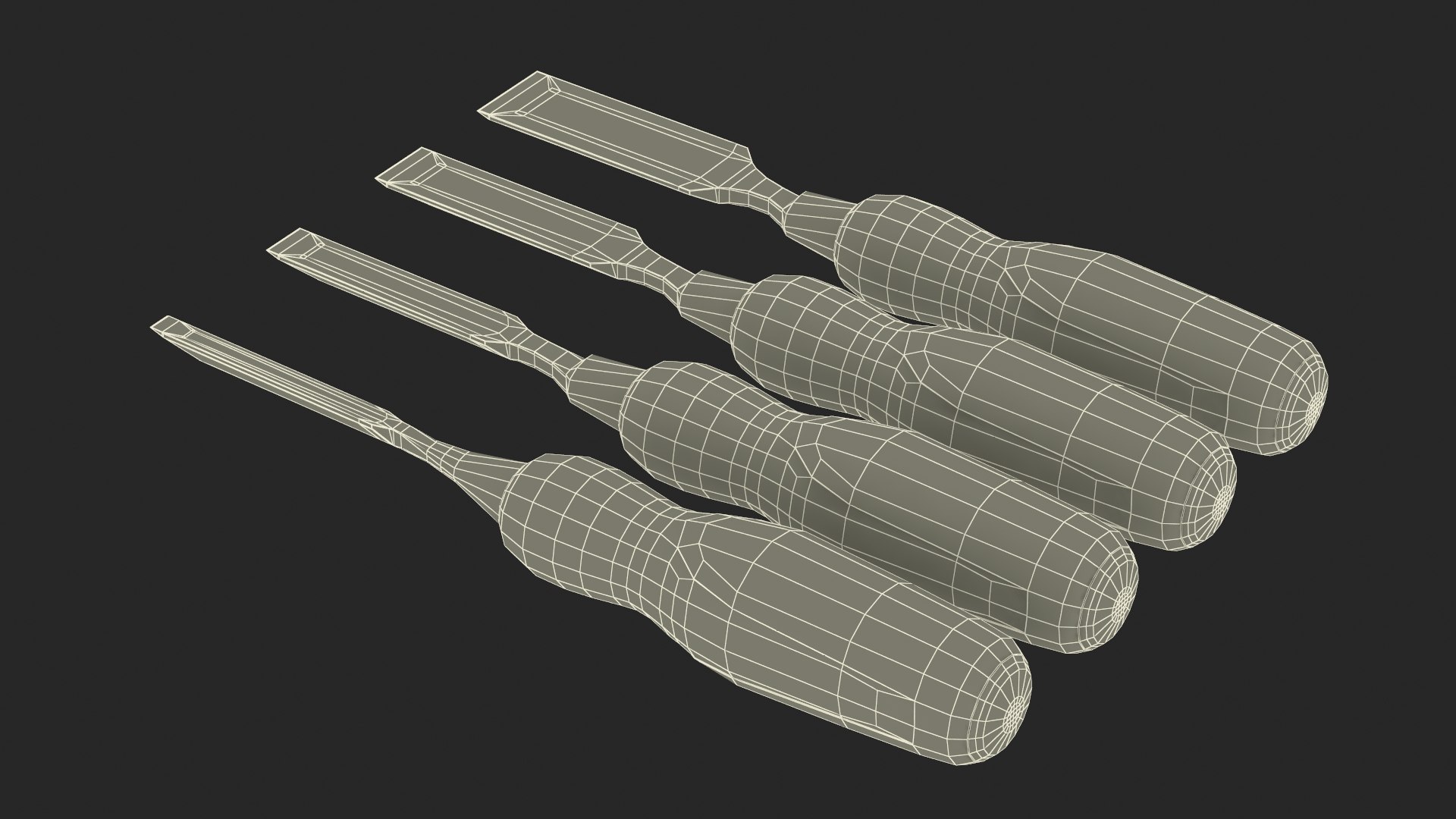 3D Wood Chisel Set 4 Piece - TurboSquid 2059424