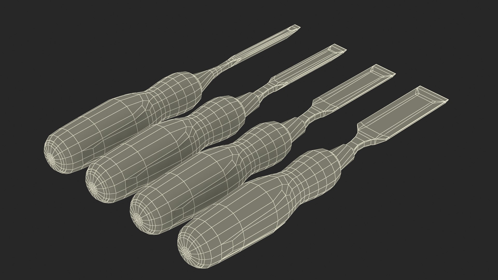 3D Wood Chisel Set 4 Piece - TurboSquid 2059424