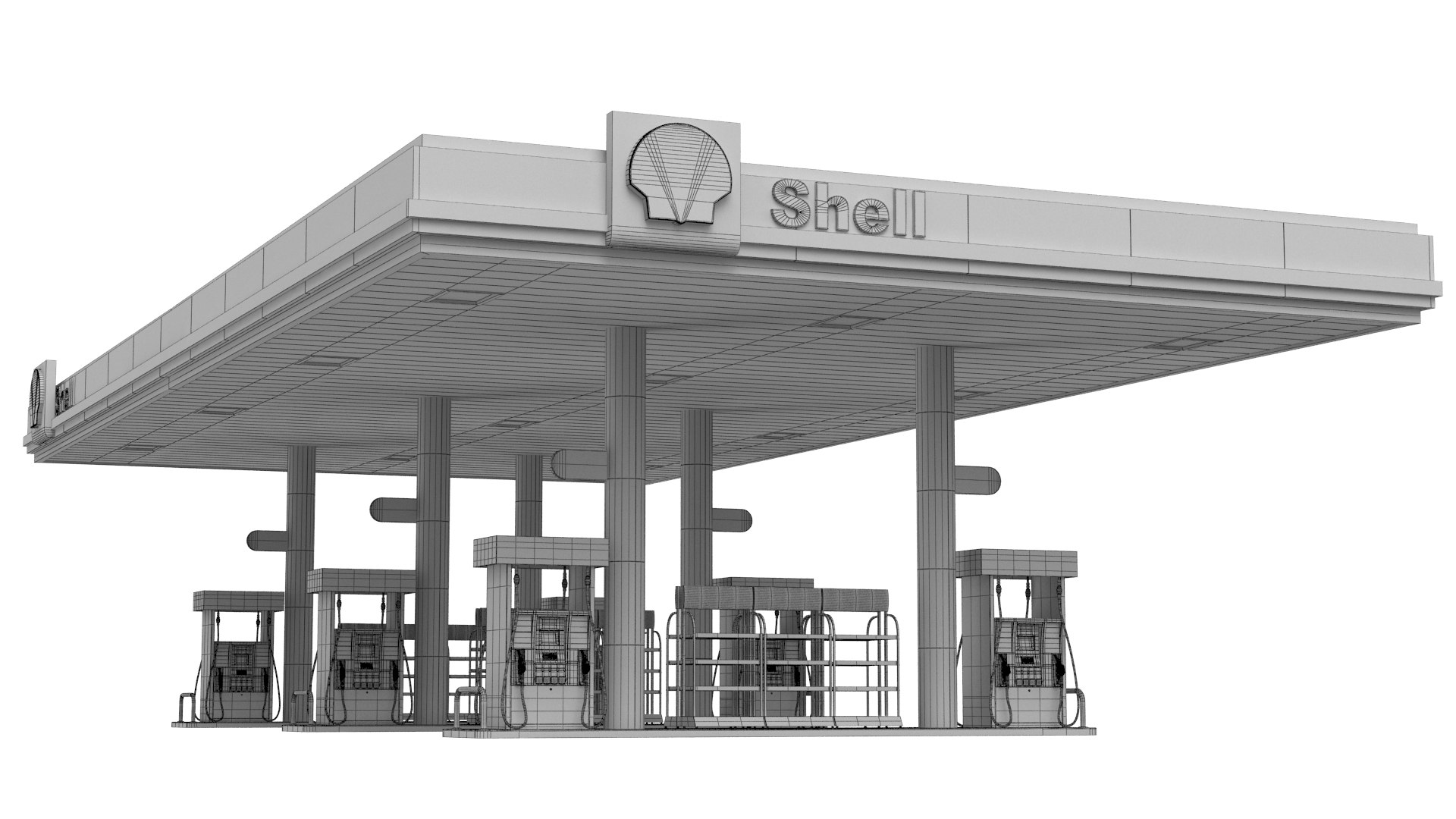 3D Shell Gas Station Canopy 3D - TurboSquid 2036594