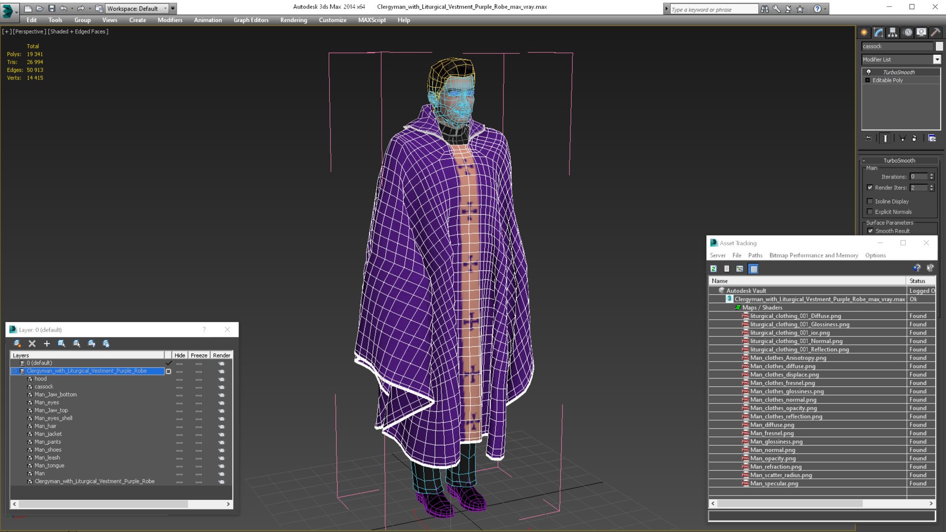 Clergyman with Liturgical Vestment Purple Robe 3D model - TurboSquid ...