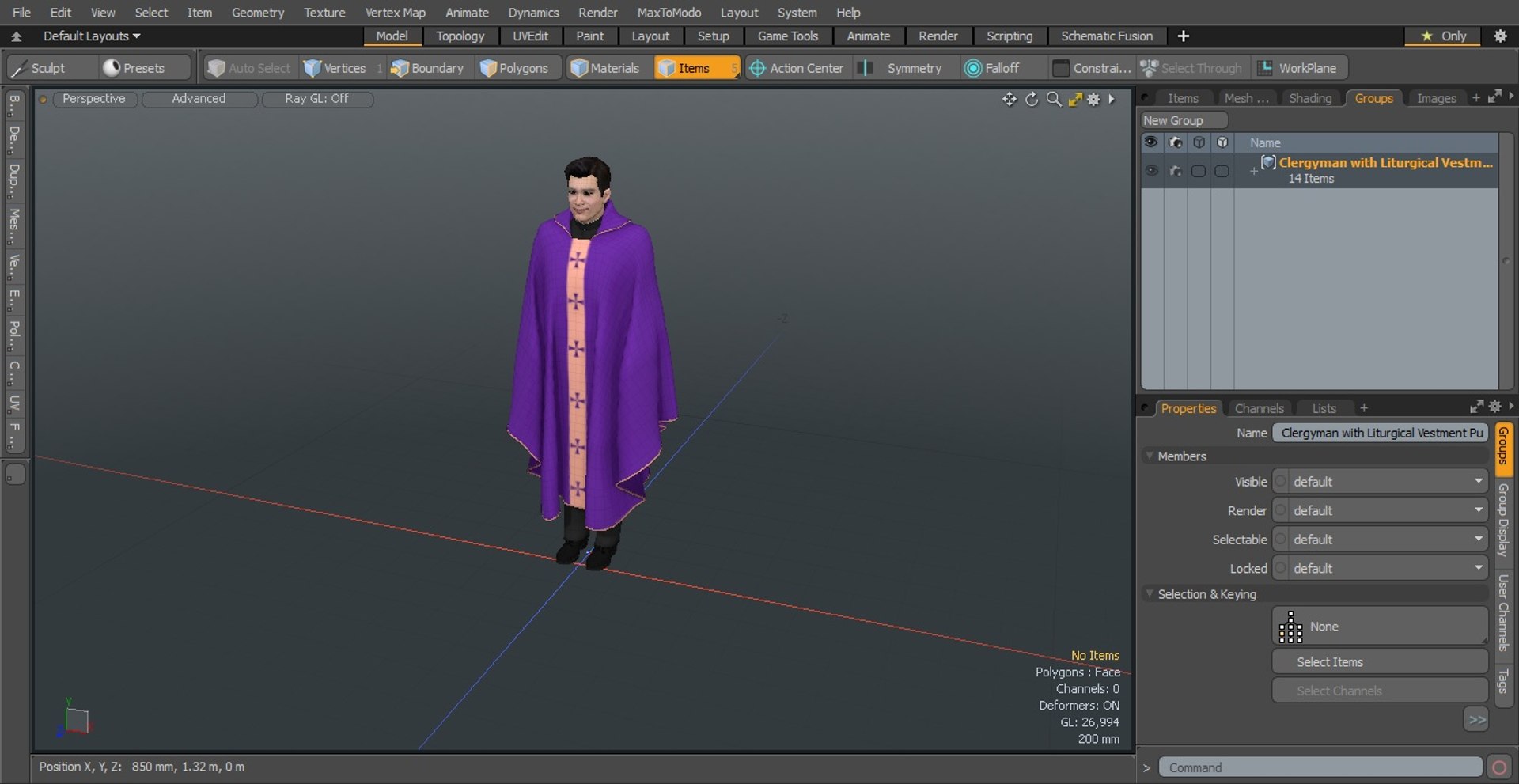 Clergyman with Liturgical Vestment Purple Robe 3D model - TurboSquid ...