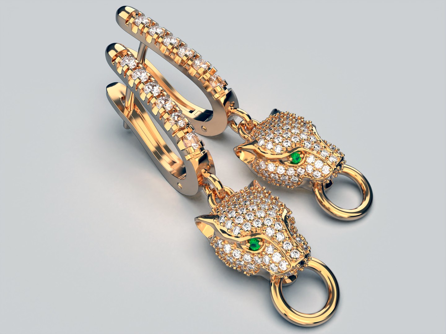 3D Panther Diamond Earrings E1 3D Print Model - TurboSquid 2194329
