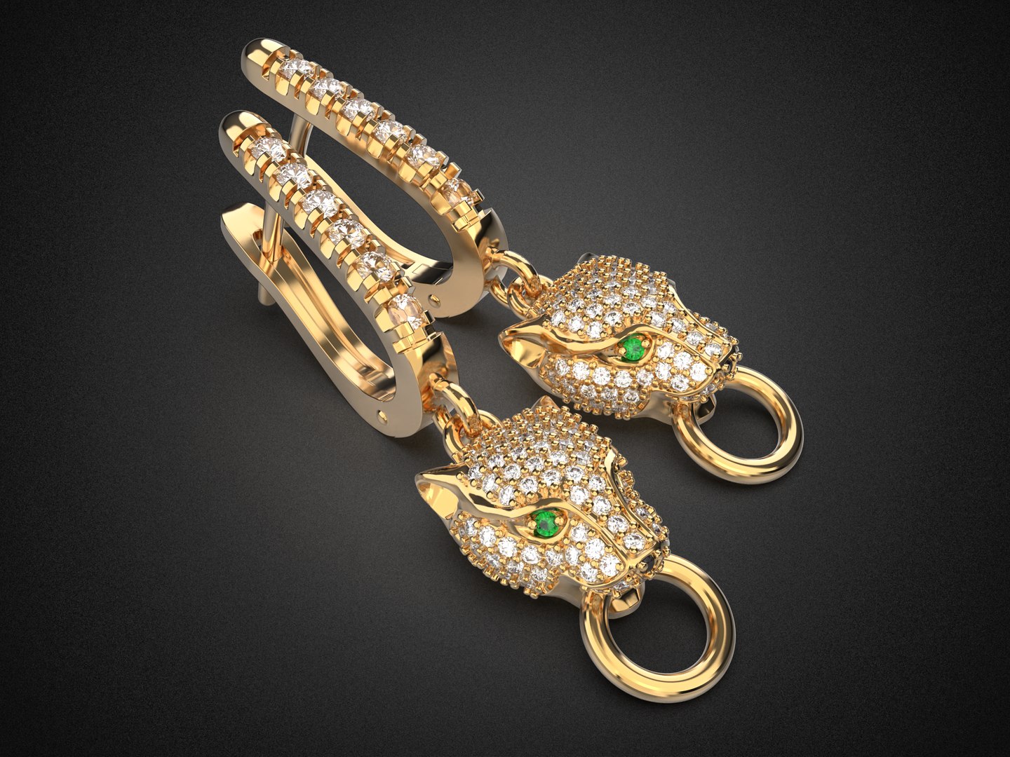 3D Panther Diamond Earrings E1 3D Print Model - TurboSquid 2194329