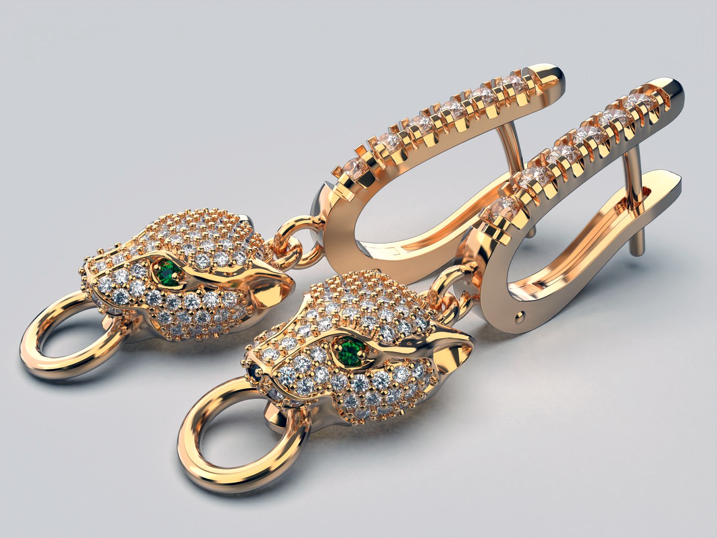 3D Panther Diamond Earrings E1 3D Print Model - TurboSquid 2194329